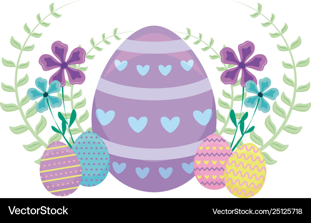 Decorated eggs easter with flowers Royalty Free Vector Image
