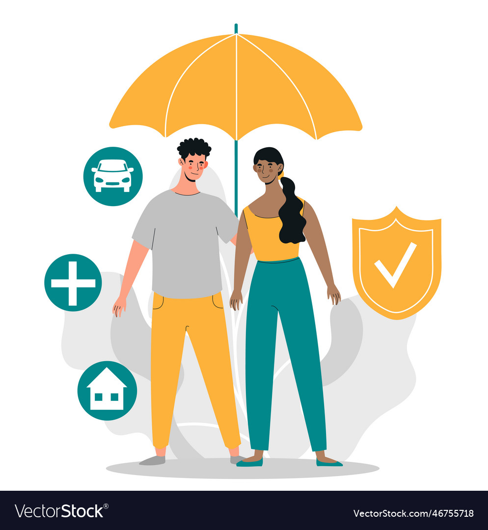 Family under umbrella Royalty Free Vector Image