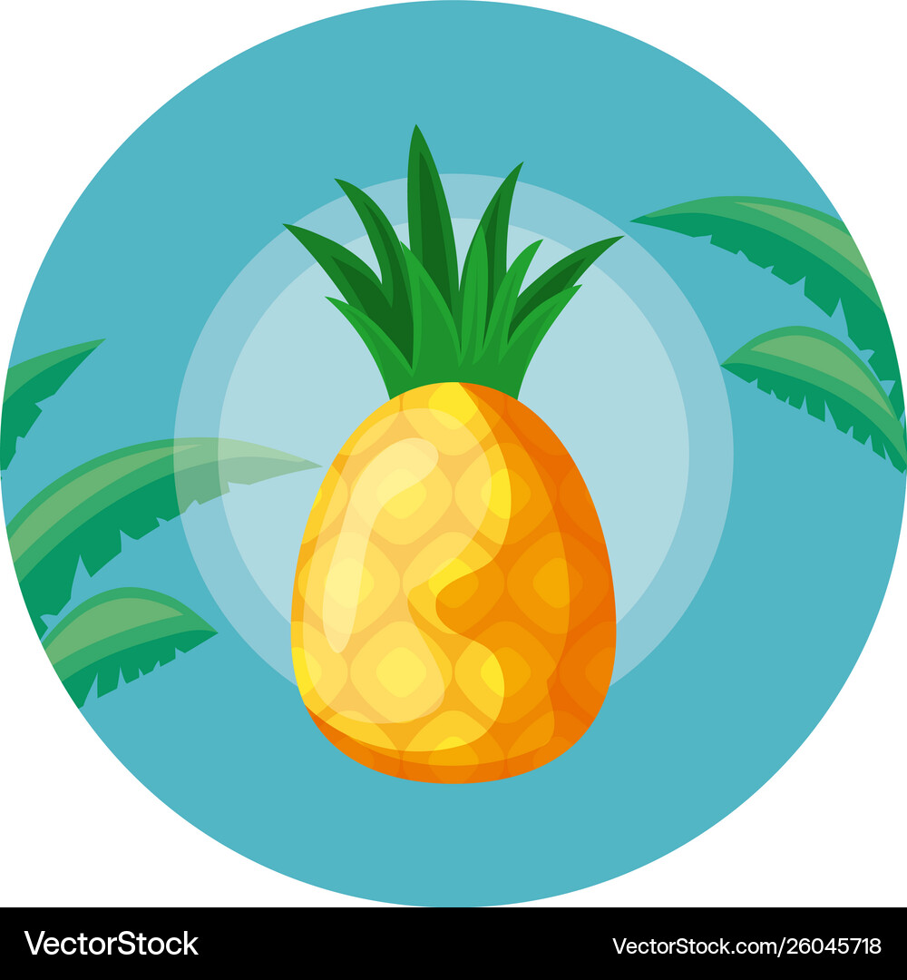 Fresh pineapple in frame circular with leafs Vector Image