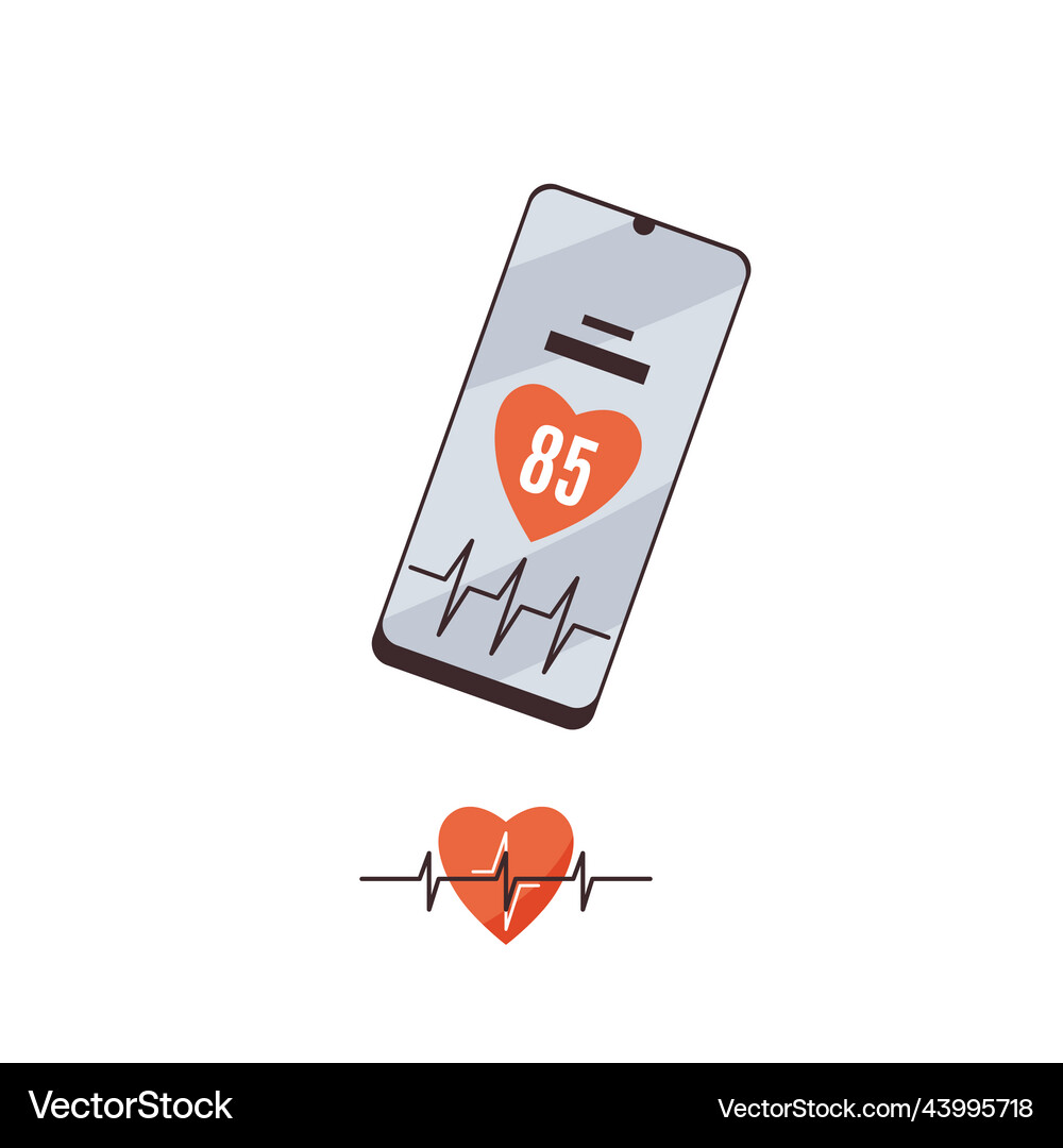 Heart rate and smartphone design Royalty Free Vector Image