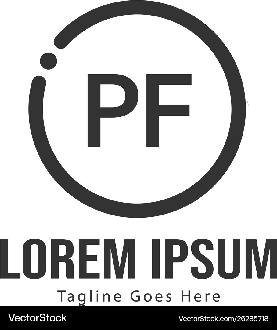 Initial pf logo template with modern frame Vector Image