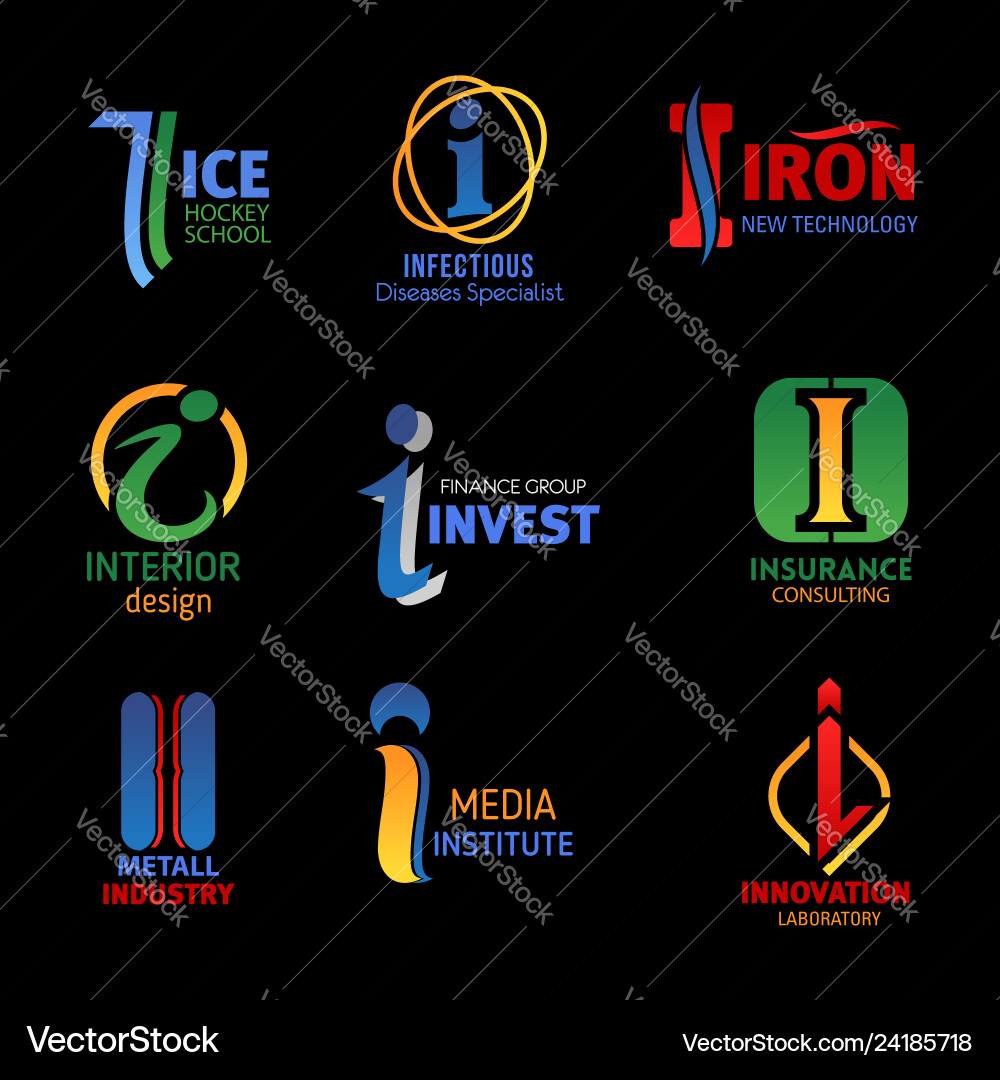 Letter i creative corporate identity icons Vector Image