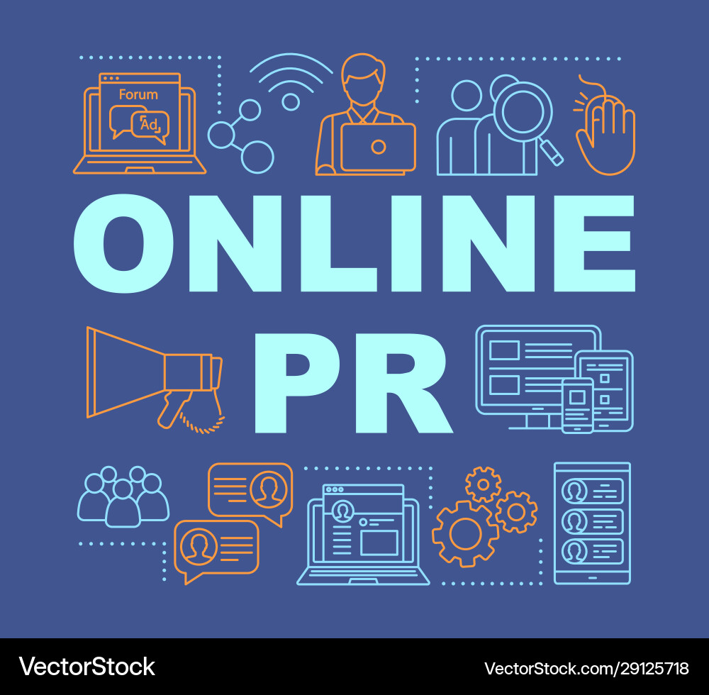 Online pr word concepts banner public relations Vector Image