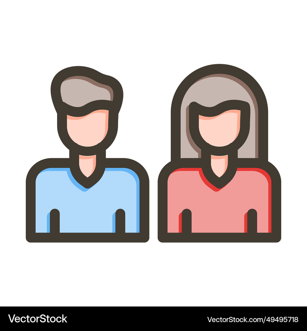 Parents thick line filled colors icon Royalty Free Vector