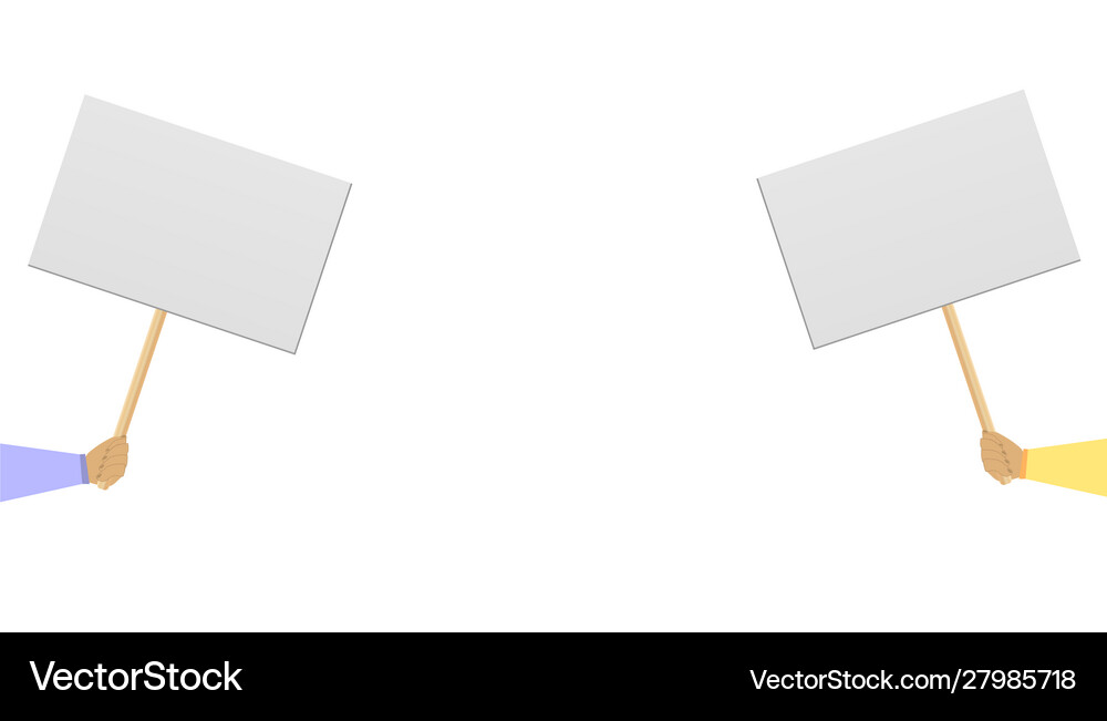 People hold banners and posters Royalty Free Vector Image