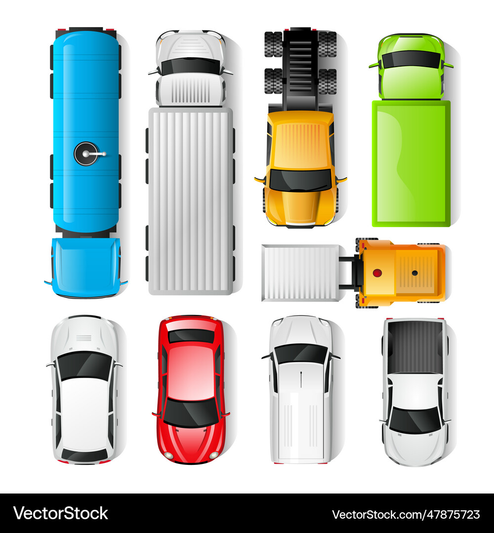 Cars top view top view Royalty Free Vector Image