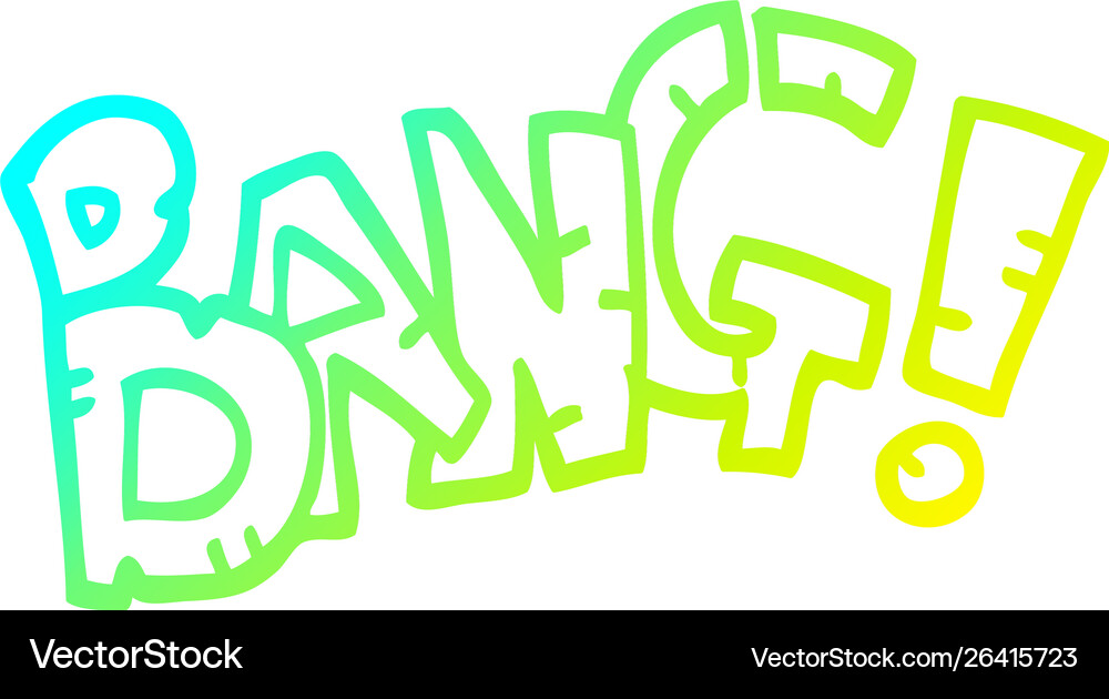 Cold gradient line drawing cartoon bang symbol Vector Image