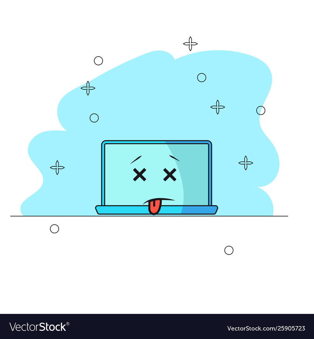 Computer crashed breakdown fun cartoon character Vector Image