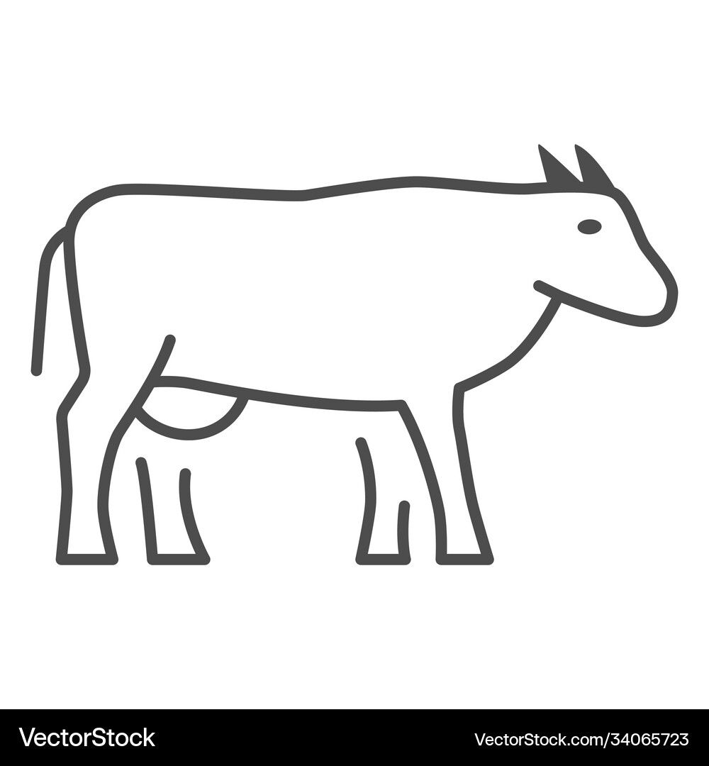 Cow thin line icon livestock concept cattle Vector Image
