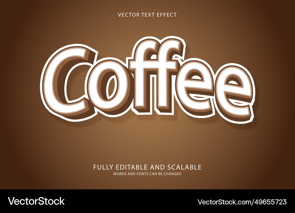 Editable text effect coffee style Royalty Free Vector Image