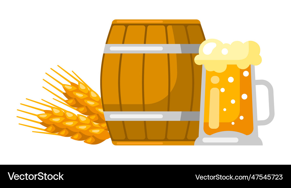 Emblem with beer objects beer festival Royalty Free Vector