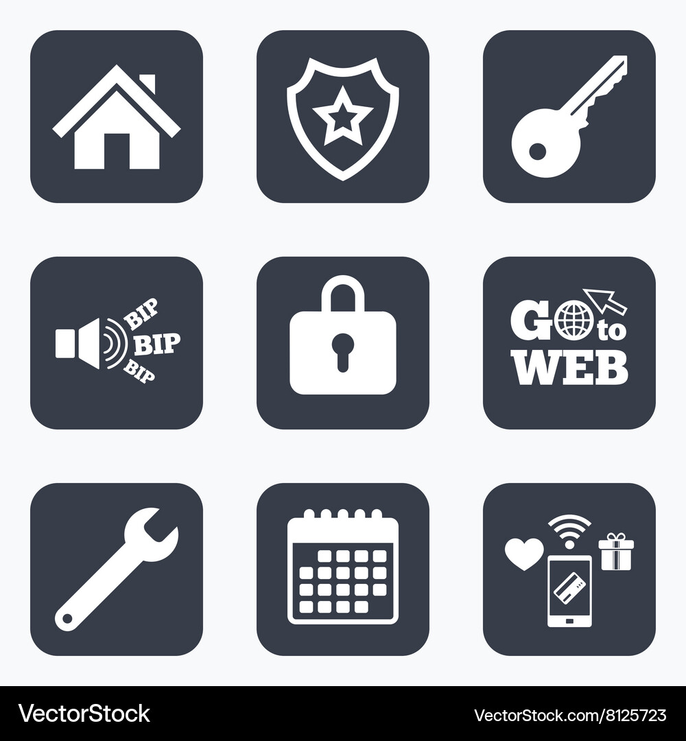 Home key icon wrench service tool symbol Vector Image