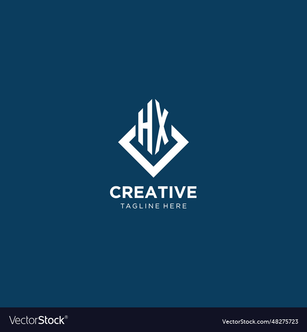 Initial hx logo square rhombus with lines modern Vector Image