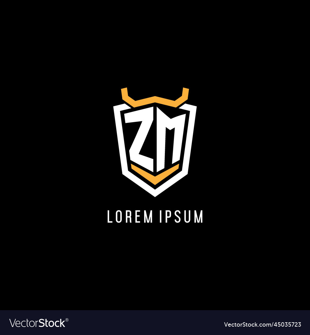 Initial zm geometric shield esport logo monogram Vector Image