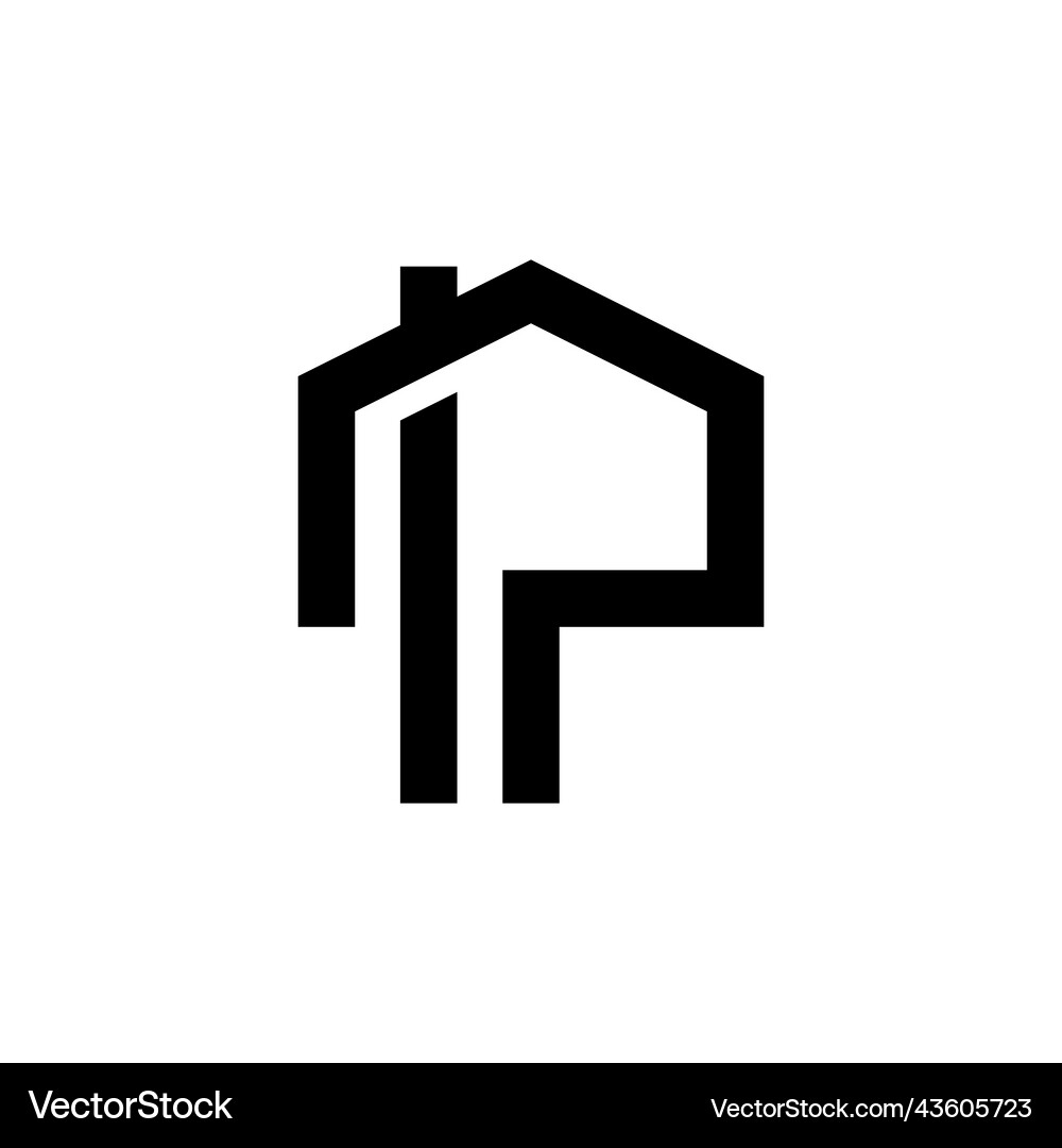 Letter p home building logo design Royalty Free Vector Image
