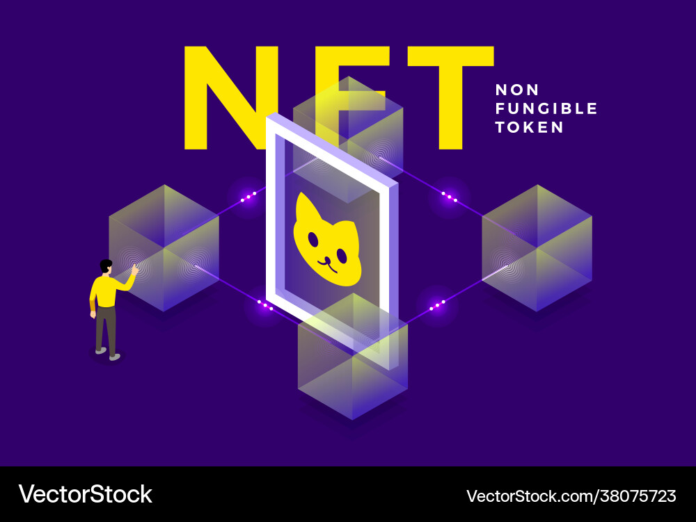 Nft non-fungible token Royalty Free Vector Image