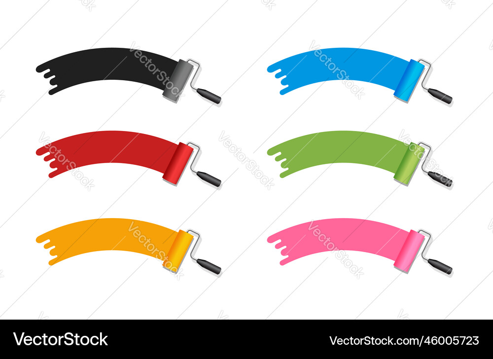 Roller painter paintbrush arch shapes color Vector Image