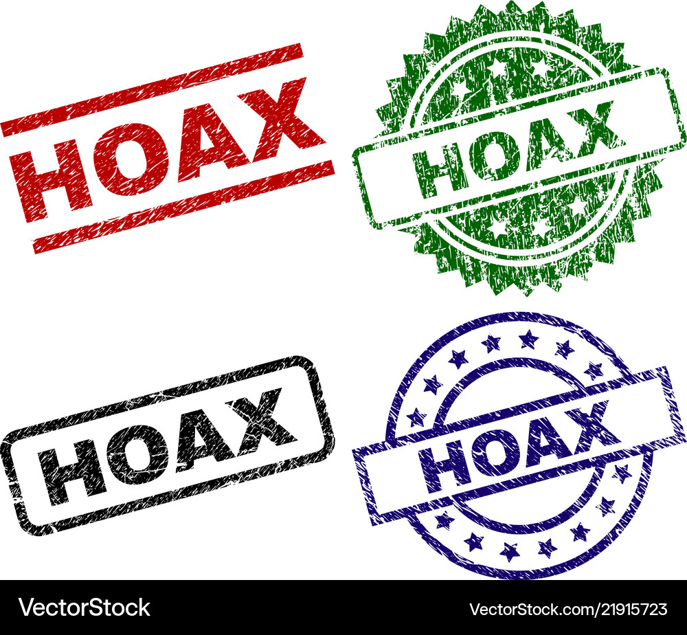 Scratched textured hoax seal stamps Royalty Free Vector