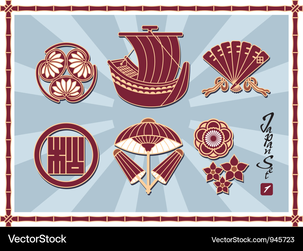 Set of traditional japanese pattern Royalty Free Vector