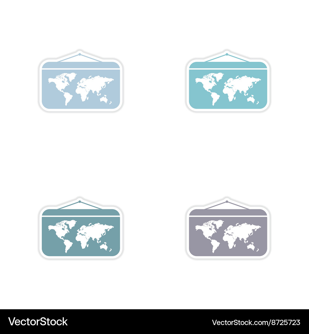 Set paper stickers on white background world Vector Image