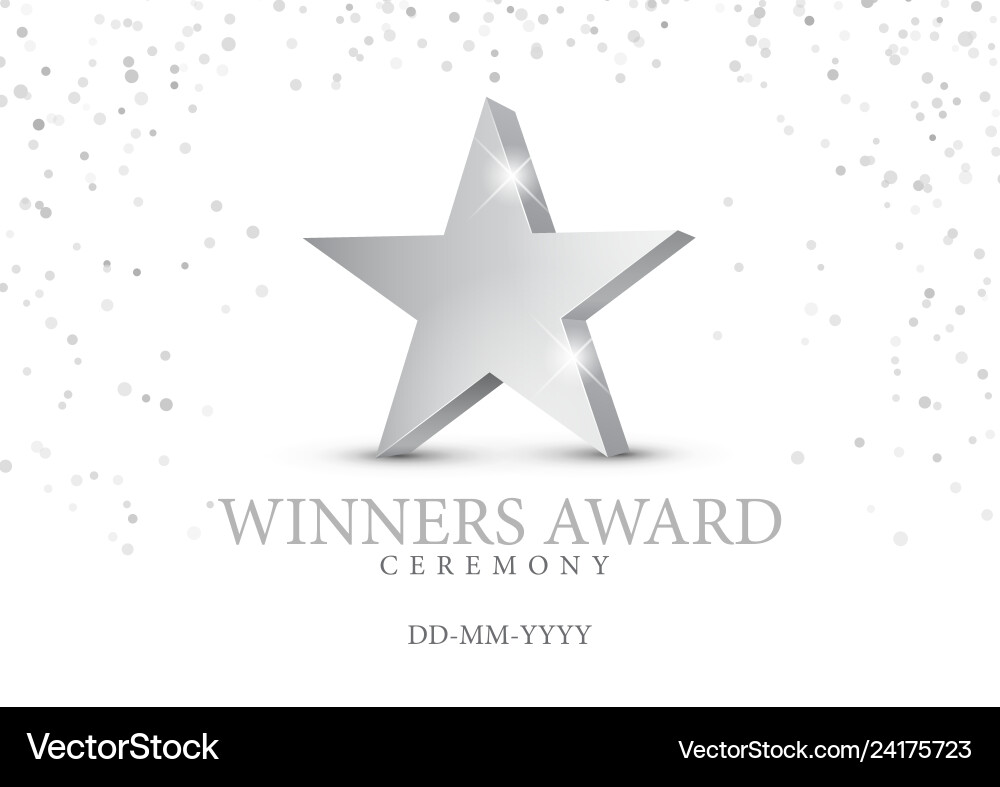 Winner award silver star 3d symbol Royalty Free Vector Image
