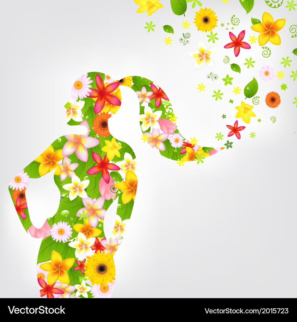 Woman and flower Royalty Free Vector Image - VectorStock