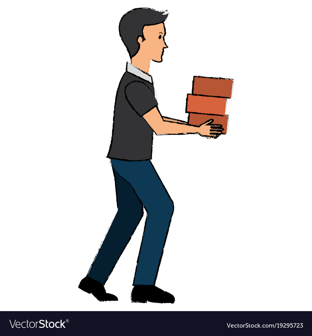 Worker construction lifting bricks Royalty Free Vector Image