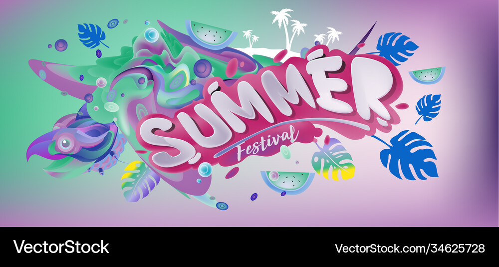 Colorful summer banner tropical background Vector Image