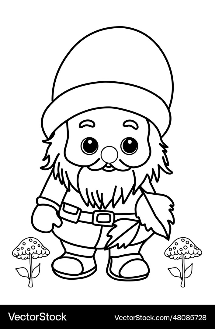 Coloring page with gnomes autumn Royalty Free Vector Image