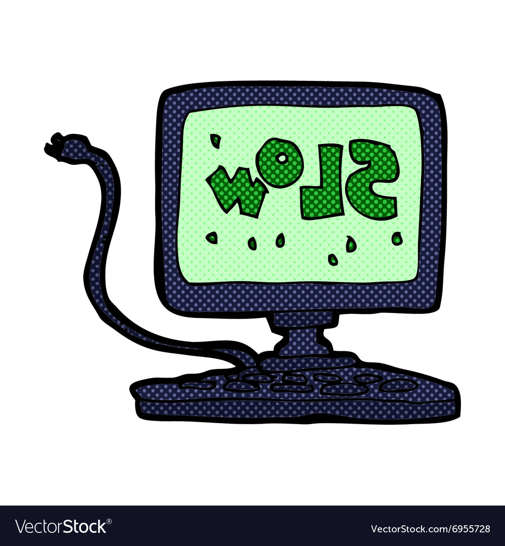 Comic cartoon slow computer Royalty Free Vector Image
