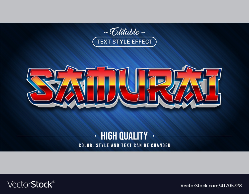 Editable text style effect - samurai Royalty Free Vector