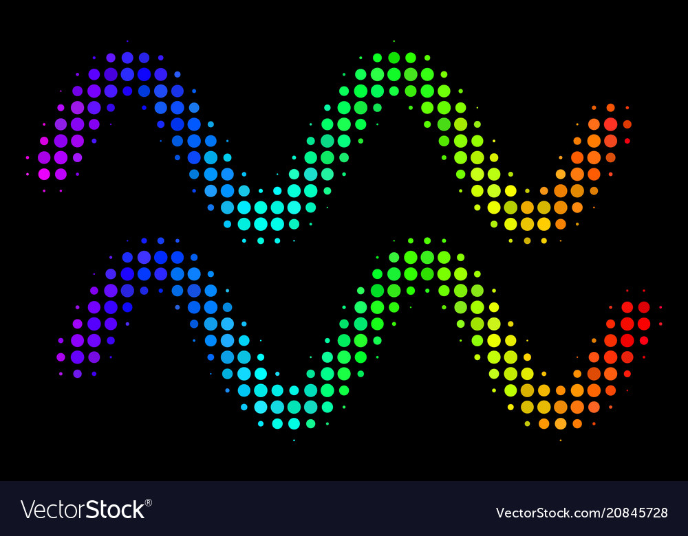 Spectral Colored Pixel Sinusoid Waves Icon Vector Image