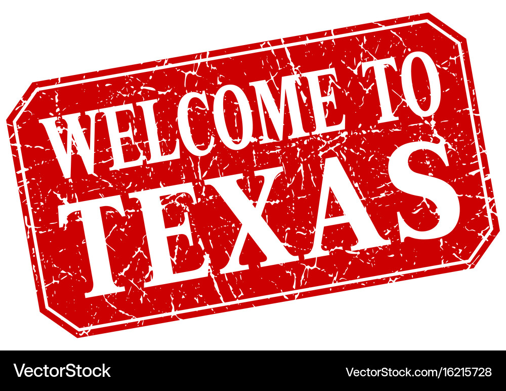 Welcome to texas red square grunge stamp Vector Image
