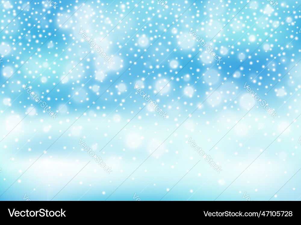 Winter with falling snow bokeh on blue defocused Vector Image