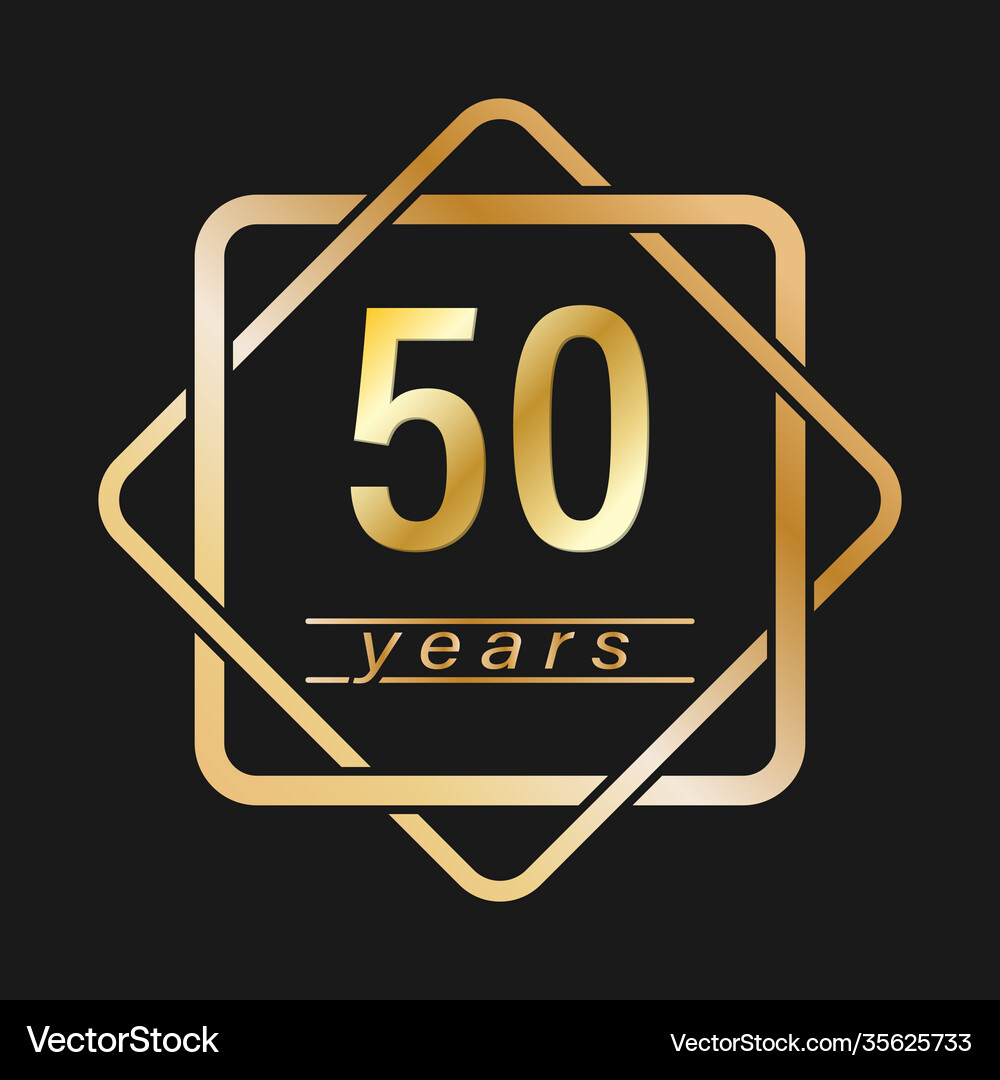 50 years stylized gold lettering Royalty Free Vector Image