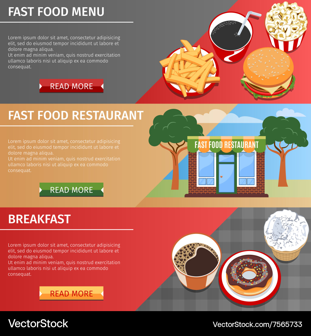 Colorful fast food banners set Royalty Free Vector Image