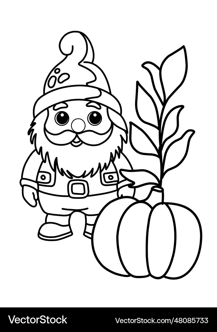 Coloring page with gnomes autumn Royalty Free Vector Image