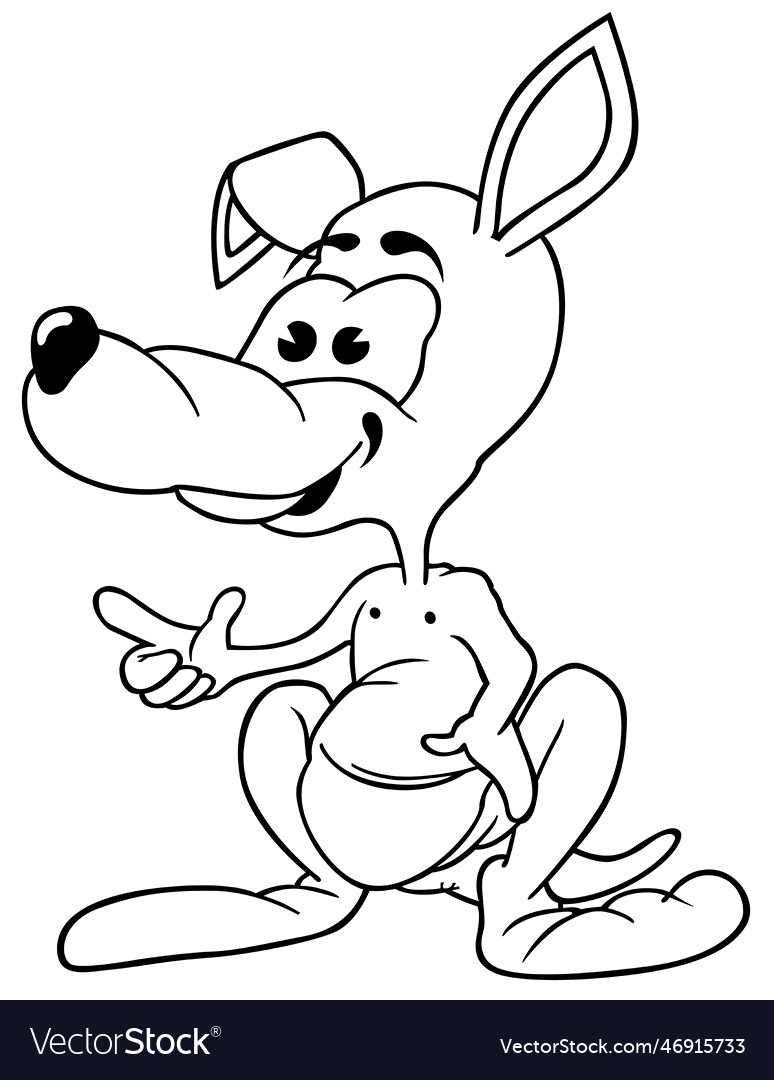 Drawing Of An Smiling Kangaroo Pointing A Finger Vector Image