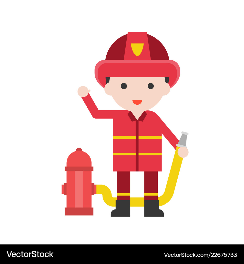 Firefighter man set profession character of Vector Image