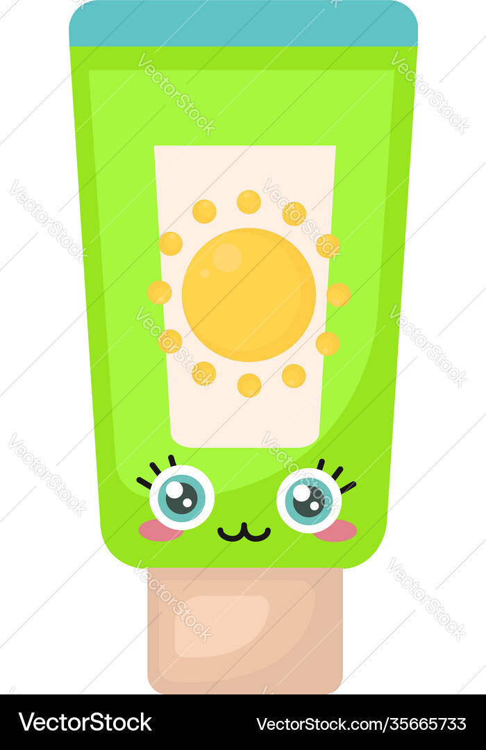 Green sun cream on a white background Royalty Free Vector