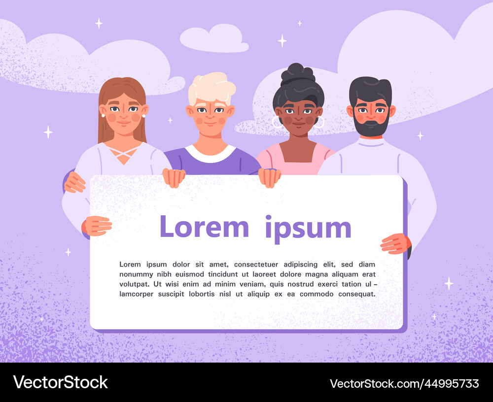 Group of people with placard Royalty Free Vector Image