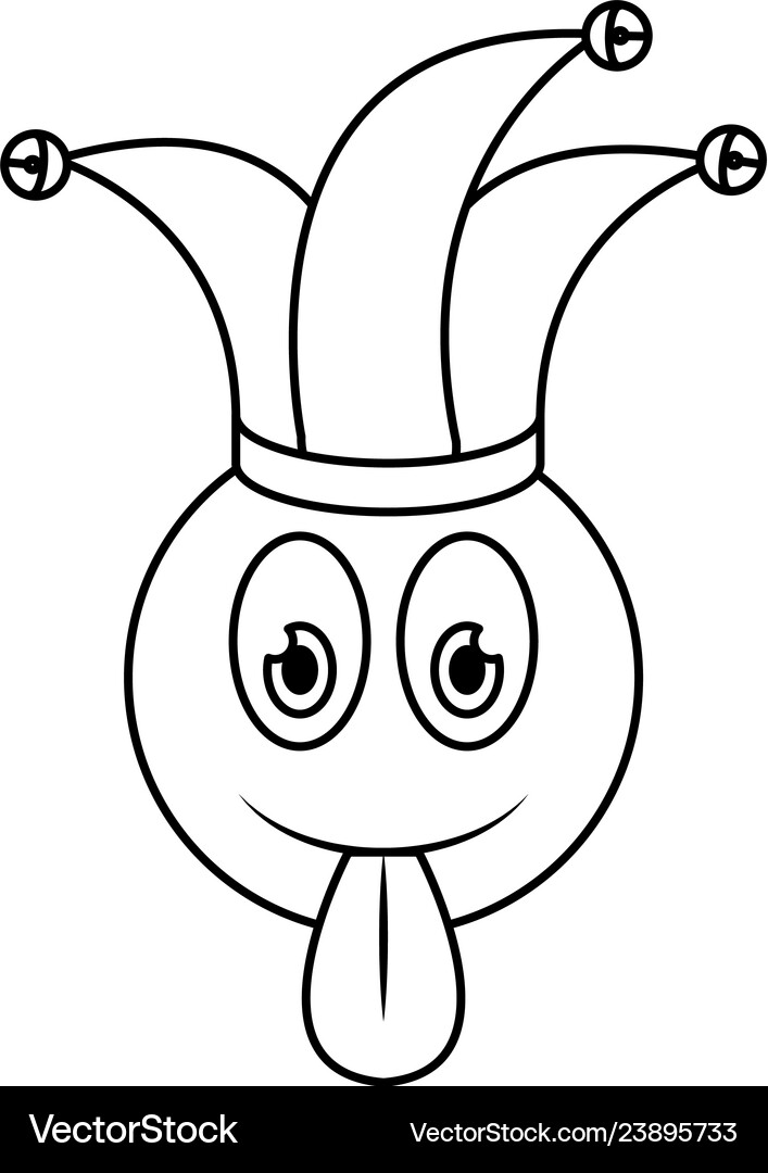 Happy face with joker hat emoticon Royalty Free Vector Image