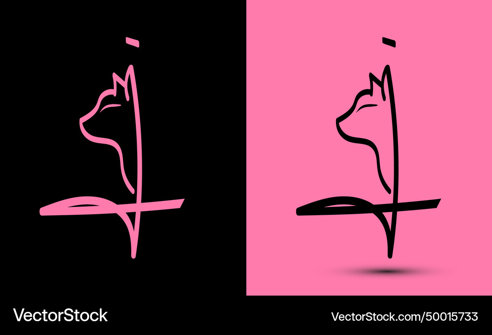 Initial letter i combine with cat head black and Vector Image