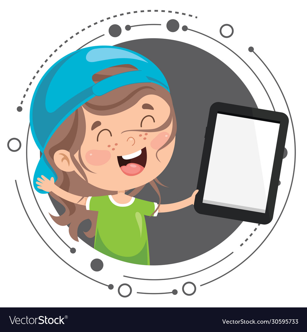 Kid using technology Royalty Free Vector Image
