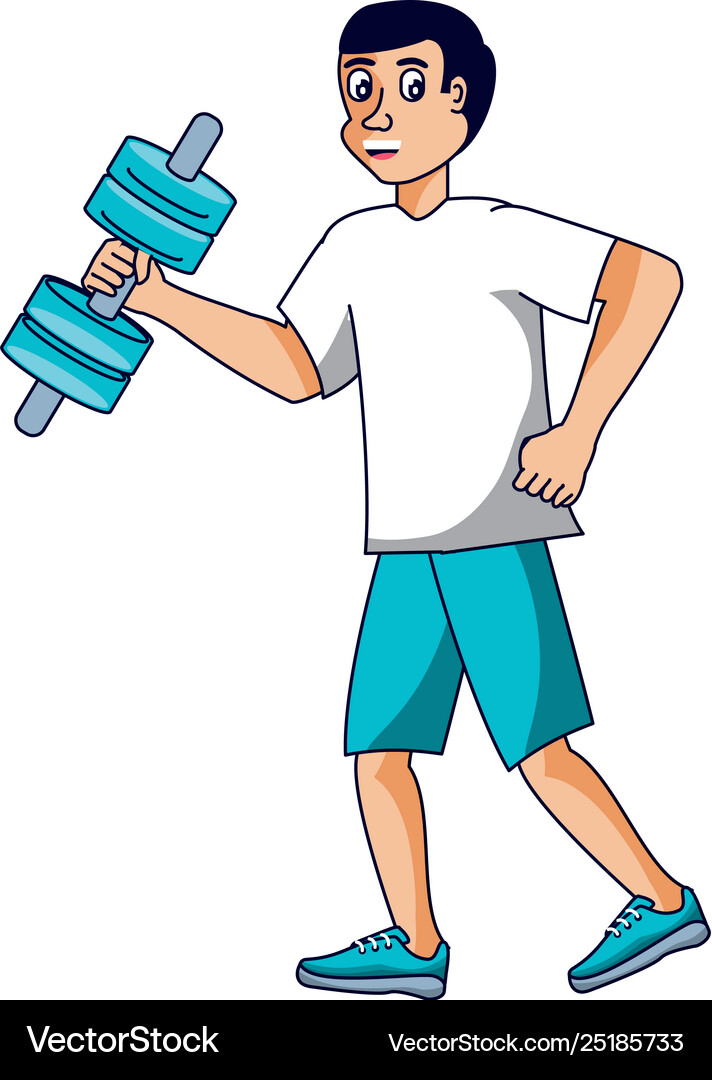 Man athletic with dumbbell avatar character Vector Image