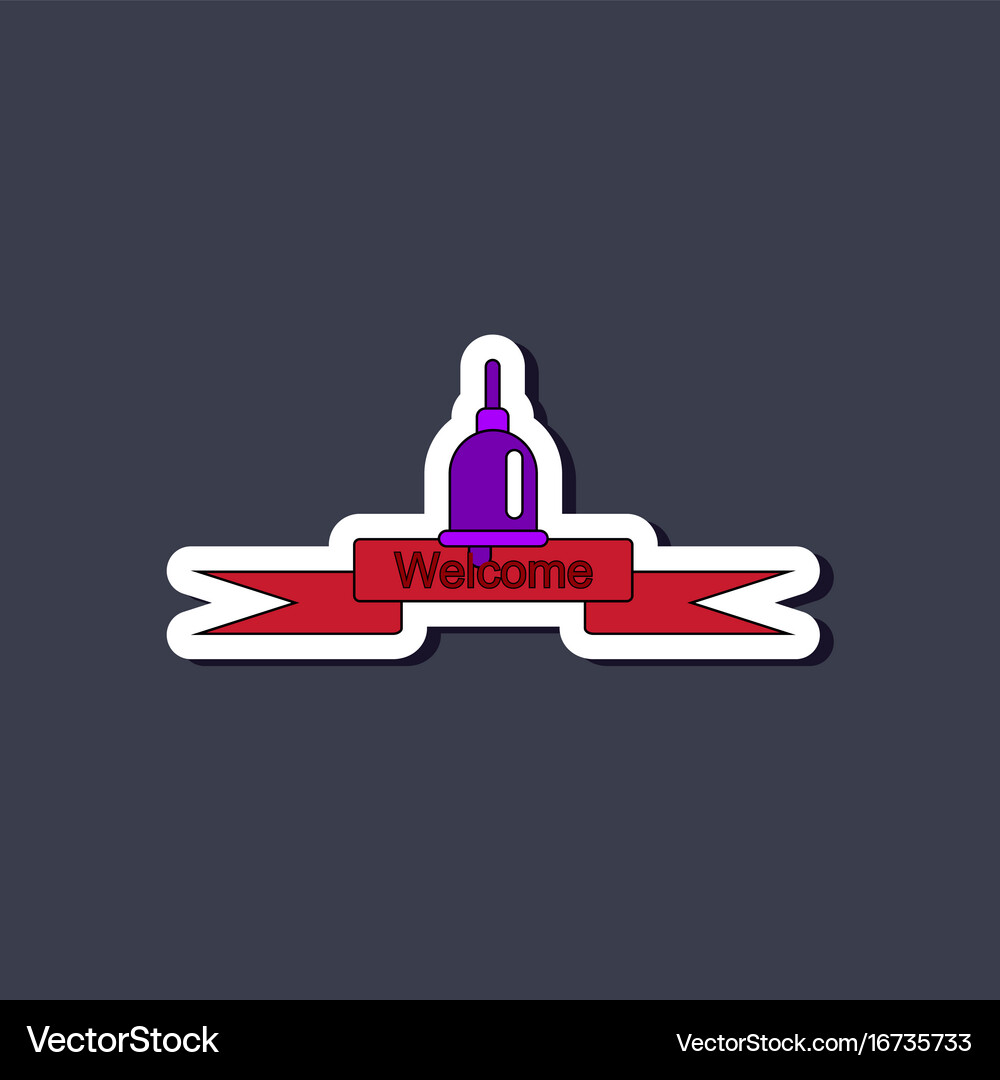 Paper sticker on stylish background school bell Vector Image