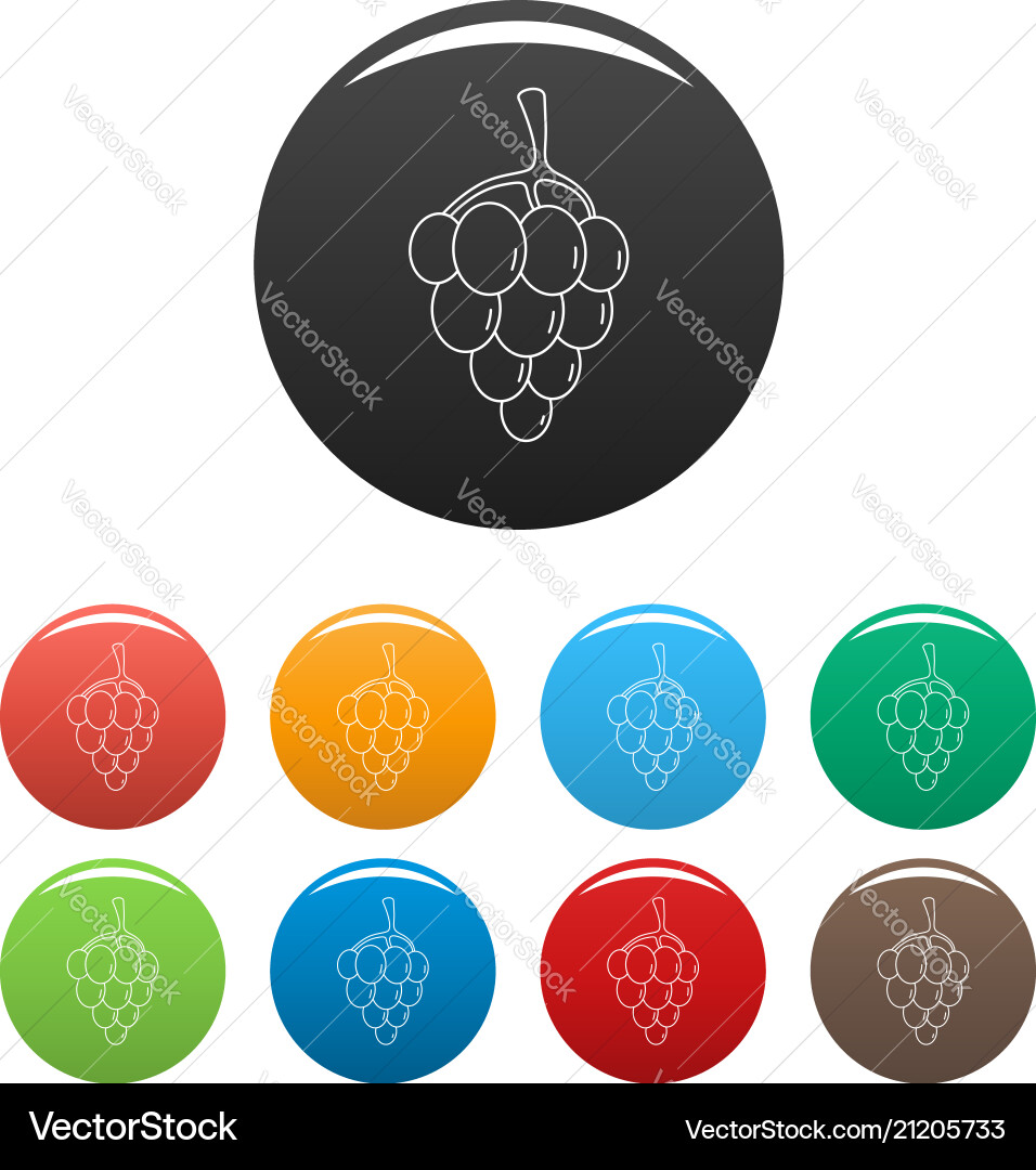 Sultana grape icons set color Royalty Free Vector Image
