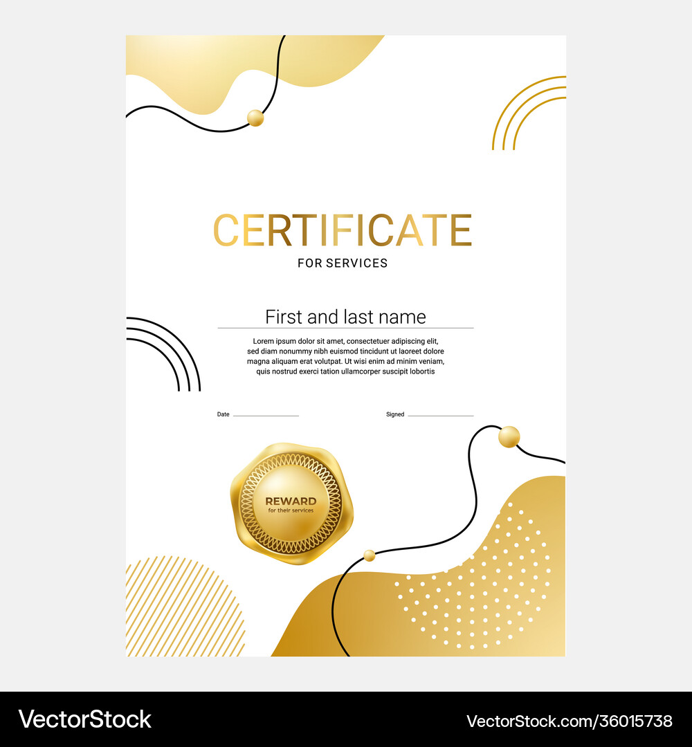 Award certificate design golden abstract Vector Image
