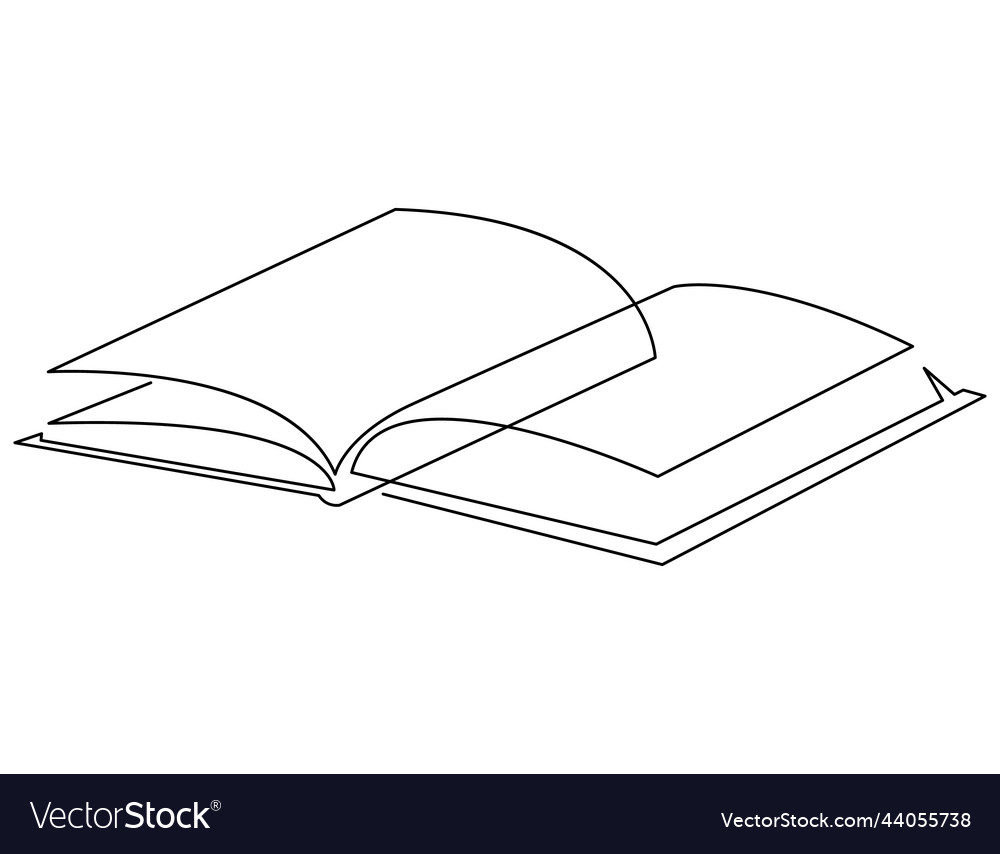 Continuous one line drawing open book Royalty Free Vector