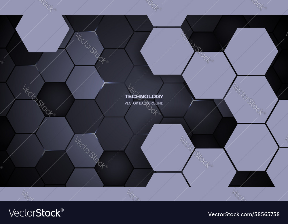 Dark hexagonal abstract technology 3d background Vector Image
